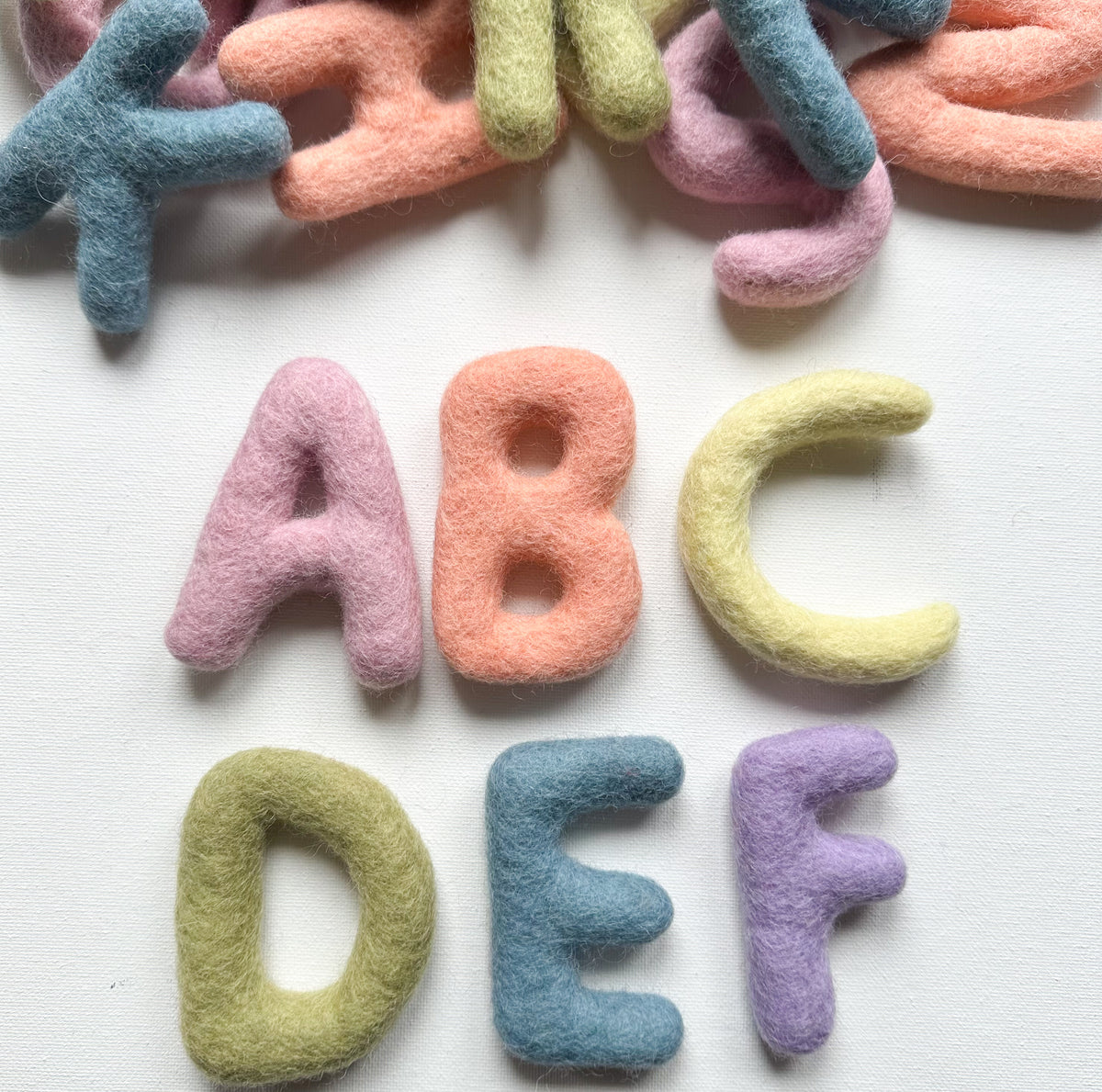1 Felted Pastel Rainbow Upper Case Alphabet Set – Sewing Seeds Play