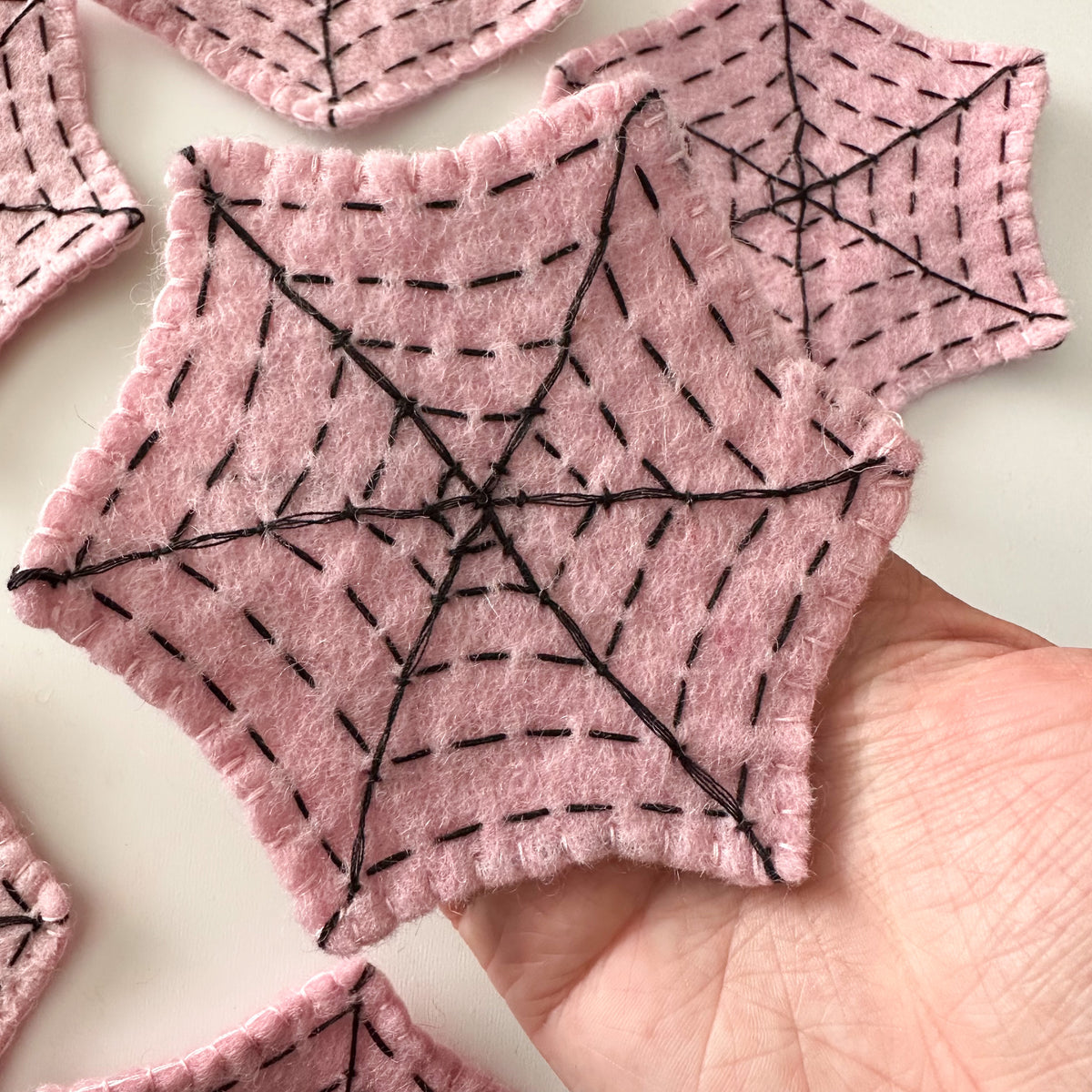 1 Pink Felt Stitched Spider Web – Sewing Seeds Play