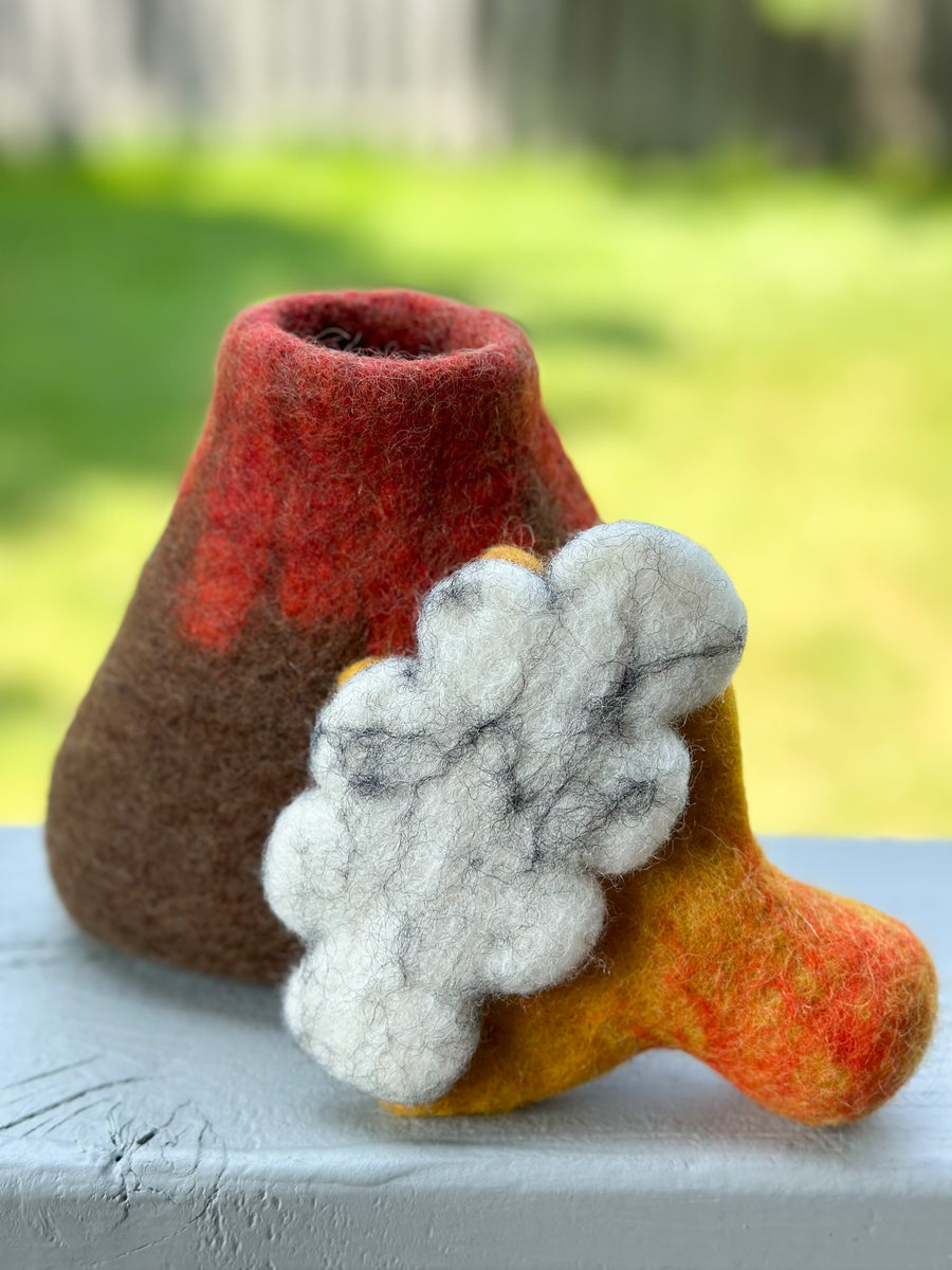 Felted Volcano With Removable Explosion! – Sewing Seeds Play
