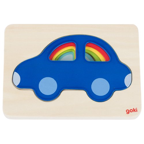 Goki Multi-Coloured Car Five Layer Wooden Puzzle – Sewing Seeds Play