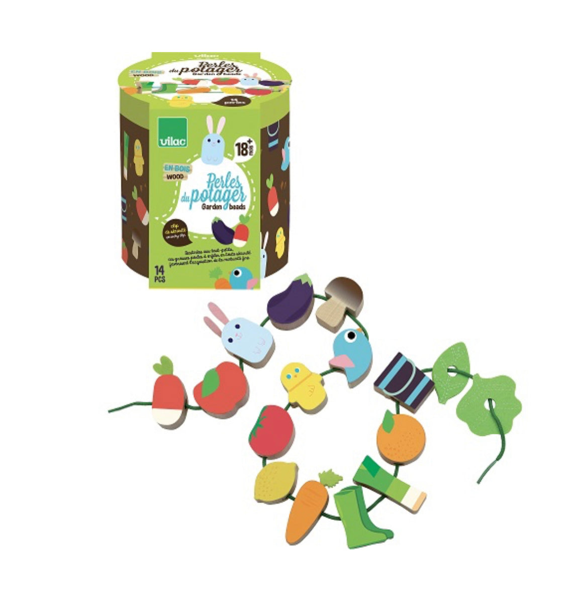 Vilac Wooden Garden Threading Beads – Sewing Seeds Play